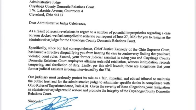 Judges letter to Judge Celebrezze requesting her to step down